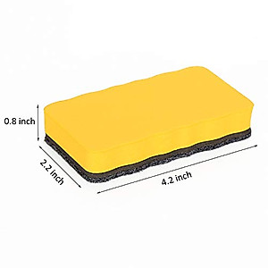 8 Pack Magnetic Dry Eraser - Wellerly Whiteboard Erasers Chalkboard Cleaners Eraser Dry Erase Wipe for Classroom Home Office School Teacher (Blue+Yellow+Red+Green, 4.2inch x 2.2inch x 0.8inch)