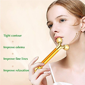 DANGSHAN 2-in-1 Electric Face Massager 24k Golden Facial Massager, 3D Roller and T Shape Facial Roller Massager Kit Skin Care Tools