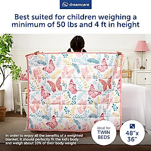 DREAMCARE Kids Weighted Blanket 5 Pounds, Cooling Weighted Blanket Kids, Weighted Blanket for Kids, 36"x 48" Toddler Weighted Blanket, Soft Weighted Blankets, Weighted Blanket for Toddler (Butterfly)