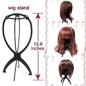 Ruiwen hair 2PCS Wig Stand, Wig Head Stand, Wig Head, Travel Wig Stand for Styling Collapsible Wig Stand Portable Wig Stand Wig Holder 13.8 Inch Wig Stands for Women Multiple Wigs