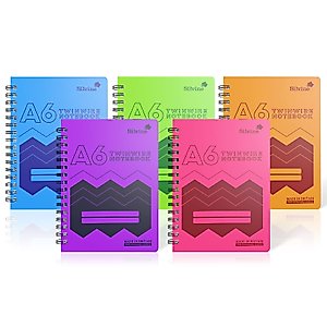 Silvine 160 Page A6 Wirebound Notebooks with Durable Wipe Clean Covers [Assorted Pack of 10]