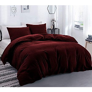 TONY'S TEXTILES Duvet Cover Set 5 PC with Zipper & Corner Ties 100% Egyptian Cotton | 1000 Thread Count Luxurious Bedding 1 Duvet Cover 4 Pillow Shams (Full/Queen, Wine)