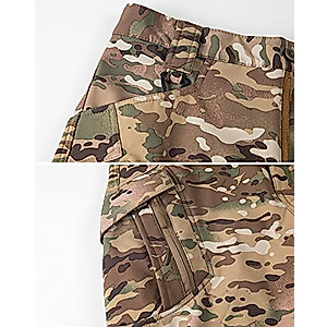 MANSDOUR Men's Snow Hiking Pants Winter Cargo Tactical Trousers Outdoor Softshell Water Repellent Fleece Lined Snowboard Skiing Pants Casual Windproof Military Pants