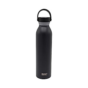 BUILT 24 Ounces Cascade Double Wall Vacuum Insulated Stainless Steel Bottle with Twist Lid with Handle, Black