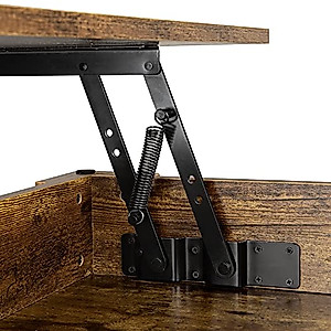 Yaheetech Lift Top Coffee Table with Hidden Compartment and Storage Shelf, Rising Tabletop Dining Table for Living Room Reception Room, 38.6in L, Rustic Brown