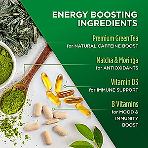 VitaCup Green Tea Instant Packets, Enhance Energy & Detox with Matcha, Moringa, B Vitamins, D3, Fiber, Keto, Paleo, Vegan in Tea Powder Single Serving Sticks, 48 Ct