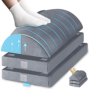 KAYFIA Foot Rest for Under Desk at Work XX-Large with 3 Adjustable Heights，Foot Stool with Supportive Gel-Infused Foam, Warmer Feet Pocket Footrest for Office Gaming Chair, for Leg Support -Gray