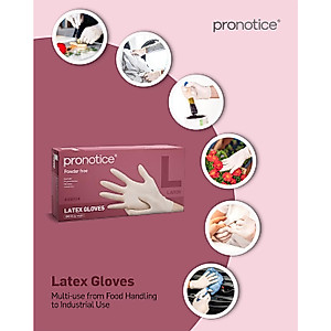 Pronotice Disposable Latex Glove, White, General Purpose, Powder Free, Food Safe, Cleaning Gloves, Full Case 1000 Gloves (X-Large)