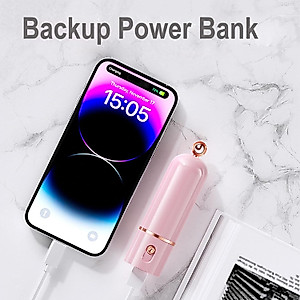 AOCOOLFAN Portable Handheld Fan, Mini Fan USB Rechargeable, 3 Speed Personal Small Pocket Fan, Battery Operated Fan with Power Bank, Travel Hand Fan for Girl Women Outdoor (Pink)