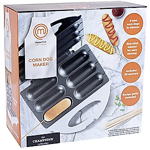 MasterChef Corn Dog Maker -Electric Nonstick Kitchen Baker, Perfect for Hot Dogs on a Stick, Cheese Mozzarella Sticks, Cake Pops, BBQ, Birthday Gift -Recipe Guide +50 skewers