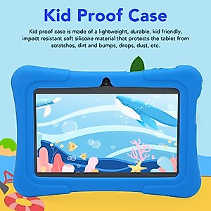 7 Inch Tablet for Android 10.0, 32GB ROM Quad Core for Android 10 Tablet, WiFi, Bluetooth, Dual Camera, with Soft Silicone, for Learning, Watching and Playing Games (US Plug)