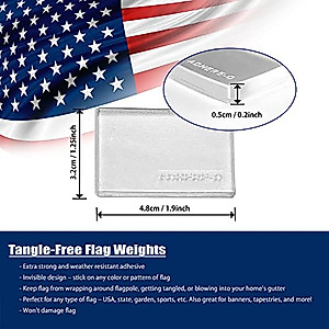 ADHERE-O Flag Weights for Bottom of Flag - Adhesive Flag Weights for Large Flags to Keep From Tangling & Blowing - Weather Resistant Adhesive Curtain Weights - Transparent Flag Weights for Windy Days