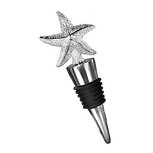 Starfish Wine Bottle Stopper, Silver Tone