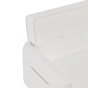 Modern Tufted Futon Sofa Bed for Home Apartment, Living Room 2 Seaters Loveseat Sofa&Couch Convertible Sleeper Sofabed, 3 in 1 Love Seat Napping Couch with Wood Legs and Pillows