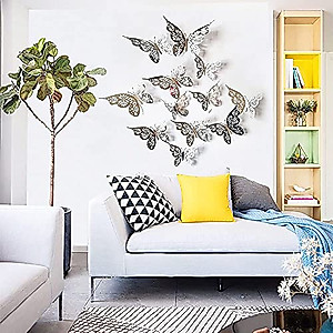 48 Pcs 3D Butterfly Wall Decals,maxin 3D Butterfly Wall Stickers Room Wall Decoration for Bathroom, Nursery Classroom,Baby Kids Bedroom, Living Room(Silver and Rose Gold)