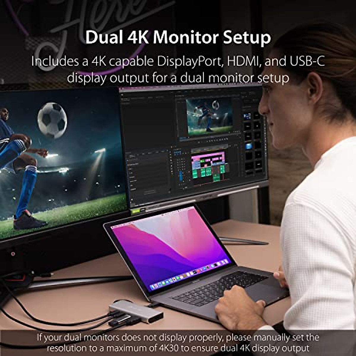 j5create USB4 Dual 4K Multi-Port Hub -5 in 1 USB4 Hub with PD 85W, Dual 4K Display, DisplayPort 1.4, USB-A, USB-C Ports | for Macbooks, Windows Laptops, Thunderbolt 3/4, and USB4 Devices (JCD401)