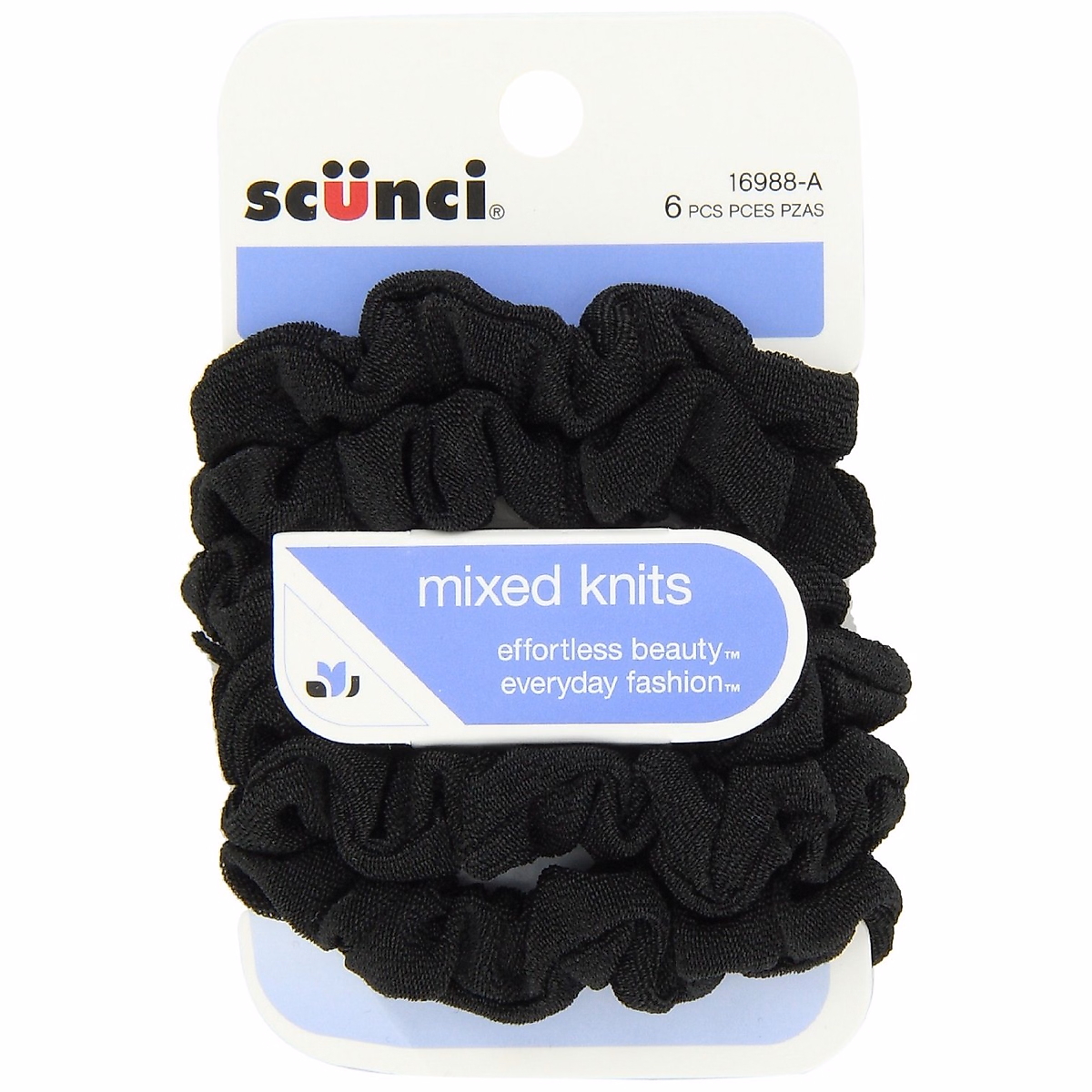 Scunci Effortless Beauty Mini Slinky Black Twisters 18, 3 Count