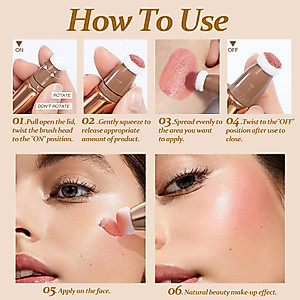 Liquid Blush Stick, Multi-Use Blush Beauty Wand Makeup for Face Cheeks, Silky & Smooth Waterproof Matte Liquid Blush Stick with Cushion Applicator, Natural Looking Face Tint Blush Makeup(#02 Blush)