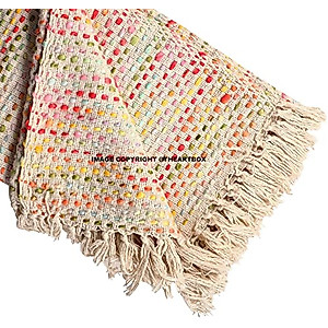 COTTON QUILT Indian Hand Loomed Mud Cloth Blanket Handmade Throws and Blankets Ethnic Cotton Textile, Indian Cotton Throw