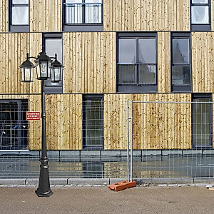 ZJOJO Outdoor Post Light, Triple-Head LED Street Light, 2700K,1100lumens, Vintage Clear Glass Shade Lamp Lights Fixture for Garden Backyard Patio Walkway Lighting-Black C819