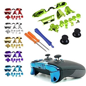 Full Set Chrome Dpad Triggers Buttons RT LT RB LB Button ABXY Buttons with Thumbstick for Xbox One Elite Xbox One E Controller Replacement with T6 T8 Screwdriver (Purple)