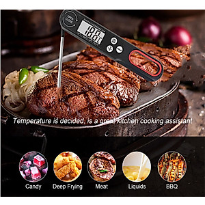 SONSENES Folding Digital Instant Reading Meat Thermometer (Black -2Pack)