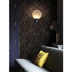 Heroad Brand Peel and Stick Wallpaper Black and Gold Wallpaper Geometric Wallpaper Black and Gold Contact Paper Self Adhesive Removable Wallpaper for Cabinets Waterproof Thicken Vinyl 118"x17.3"