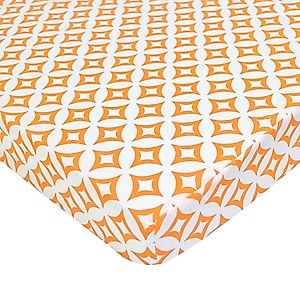 American Baby Company 100% Natural Cotton Percale Fitted Portable/Mini Crib Sheet, Orange Tweedle Dee Tile, Soft Breathable, for Boys and Girls