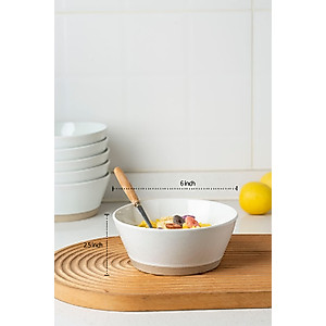 famiware Saturn 6 Pieces Cereal Bowl, Soup Bowls, Stackable, Perfect for Your Friend for Housewarming, Thanksgiving, Christmas, White