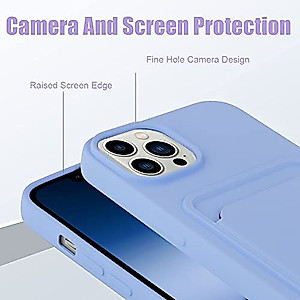 MZELQ Silicone Wallet for iPhone 14 Pro Max Case, Card Holder Camera Protection Cover for iPhone 14 Pro Max Case + Screen Protector, Card Slot Case Designed for iPhone 14 Pro Max Phone Case -Purple
