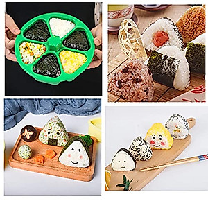 Sunormi 6 Cavity Triangle Sushi Mold Onigiri Rice Ball Press Maker Non-stick Sushi Maker Tools For Seaweed Cilantro Rice Balls