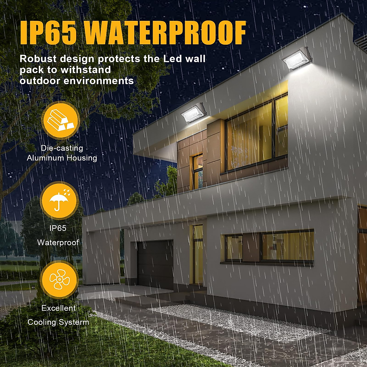 LPQJDA LED Wall Pack Light with Dusk to Dawn Photocell, 100W 5000K led Wall Lights, IP65 Waterproof Commercial Outdoor Security Lighting for Garage,Stadium, Warehouse, Factory, (1Pack), Dark Brown