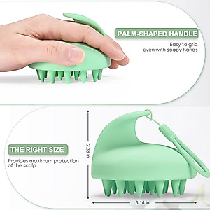 AONCO Scalp Massager Shampoo Brush, 100% Soft Silicone Scalp Scrubber, Scalp Exfoliator Brush for Dandruff Removal, Scalp Massager for Hair Growth, Wet Dry Hair Massager Shampoo Brush（Green）