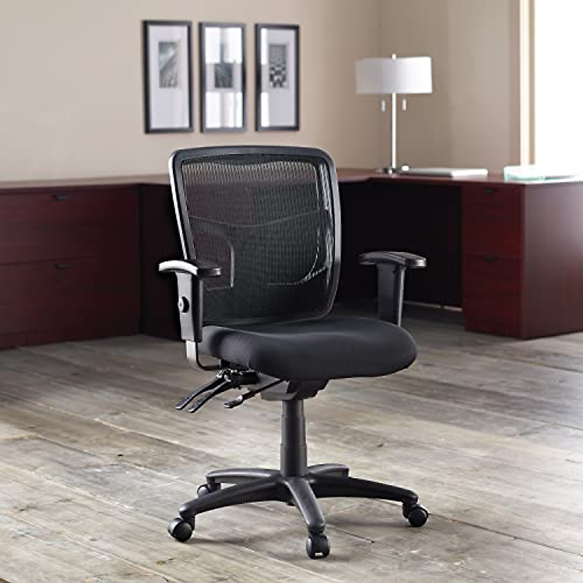 Lorell Ergomesh Chair, Mesh Back/Black Fabric Seat
