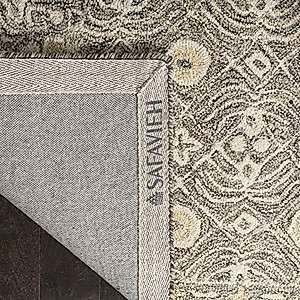 SAFAVIEH Micro-Loop Collection 5' Square Charcoal/Ivory MLP801H Handmade Premium Wool Area Rug