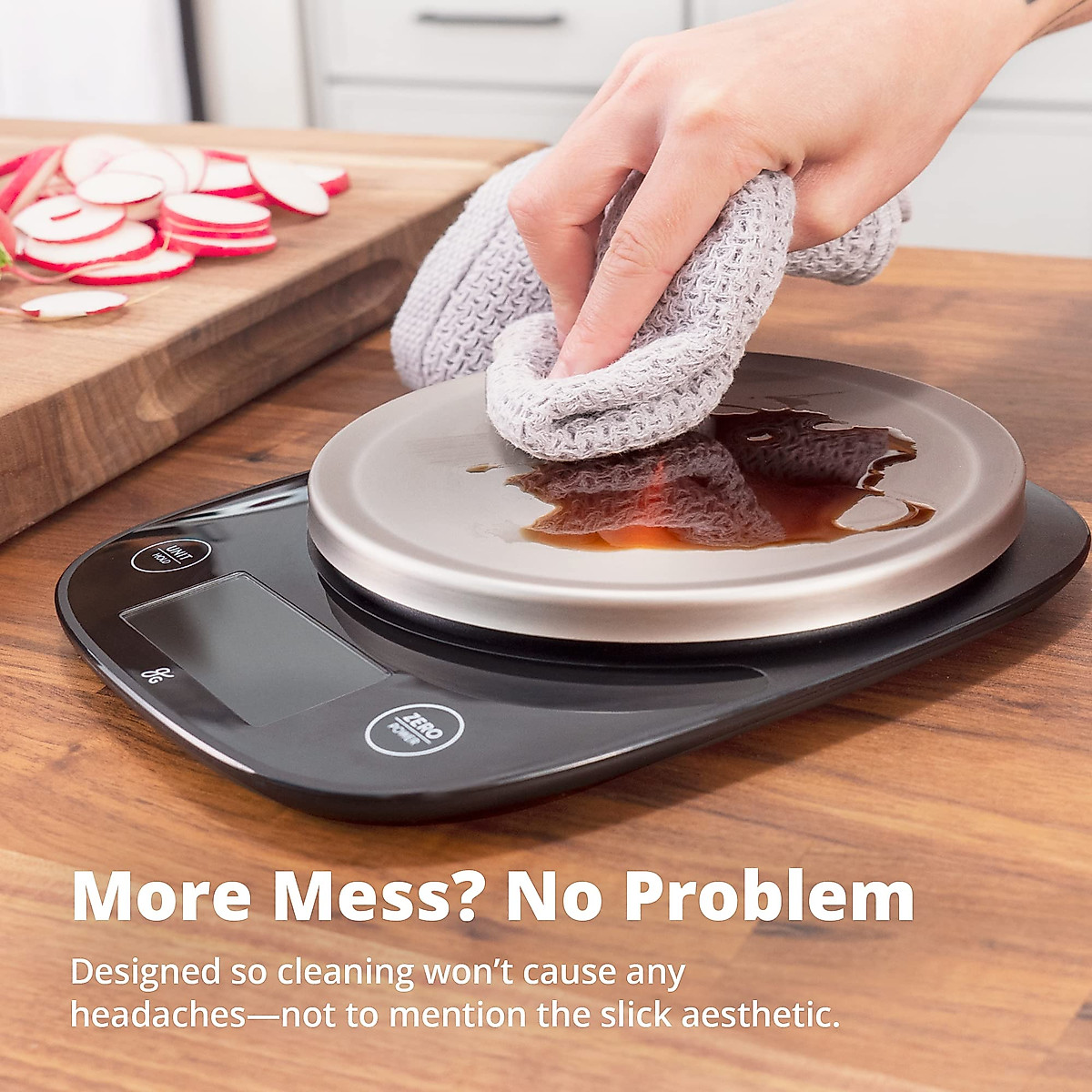 Greater Goods Premium Baking Scale, Ultra Accurate, Digital Kitchen Scale, Prep Baked Goods, Weigh Food and Coffee or Use for Meal Prep, Four Units of Measurement, Designed in St. Louis (Blk, No Bowl)