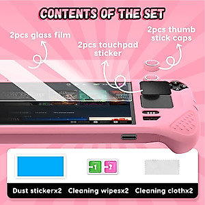 IINE Protective Case for Steam Desk OLED, Steamdesk OLED Silicone Cover Case, 9-in-1 Protective Silicone Shell with Anti-Scratch Cover Protector, Steam Deck OLED Accessories Set,Pink