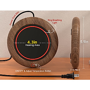 Coffee Mug Warmer, 40W Coffee Cup Warmer for Desk with 3 TEM Setting Breathing Light Gravity-Induction Smart Electric Beverage Warmers Heating Plate for Coffee, Milk, Tea, Candle Wax