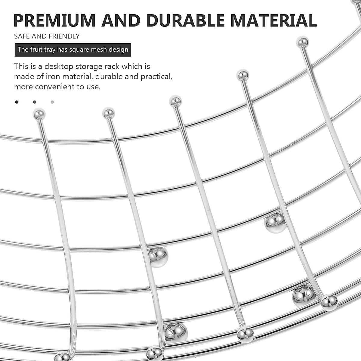 Wakauto Fruit Basket Bowl, Modern Countertop Wire Fruit Vegetable Basket Bowl Tray, Fruit Bowl Holder and Decorative Bowl Stand Perfect for Fruit, Vegetables, Snacks