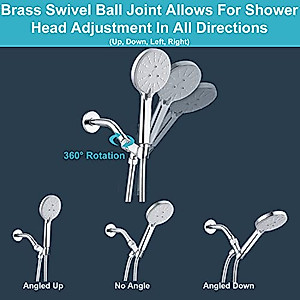 Metal Shower Head Holder for Hand Held Showerhead, Adjustable Shower Arm Mount for Connecting Shower Arm and Shower Hose, Shower Arm Adapter Wand Bracket with Swivel Ball Connector (‎Polish Chrome)