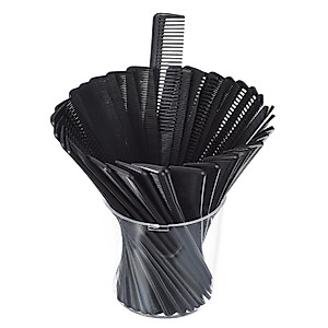 Hestya 36 Pack Hair Comb Bulk 7 Inch Carbon Fiber Cutting Comb All Purpose for Men Women Plastic Hairdressing Styling for Salon or Hotel Hair Care, Black