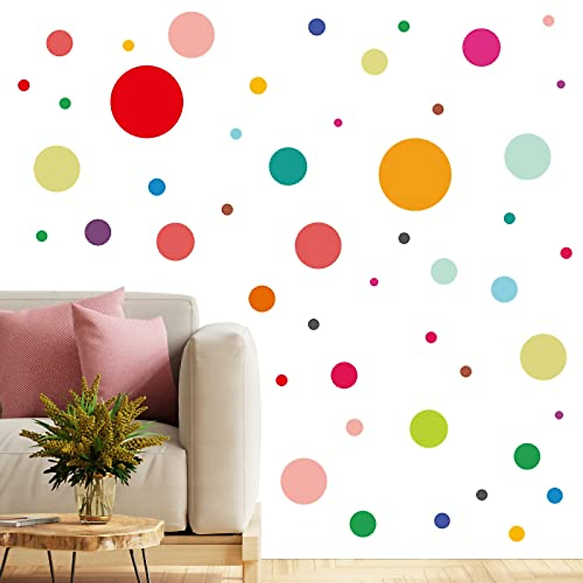 Polka Dot Wall Decals Peel and Stick, Removable Wall Stickers for Kids Girls Bedroom Playroom Living Room, Classroom Nursery Boho Rainbow Wall Decals, No Residue, 8 Size 108pcs Multicolor - Jesiramoo