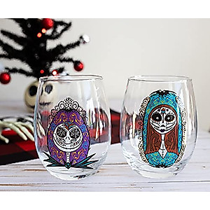 Disney The Nightmare Before Christmas Jack and Sally Stemless Glass Set