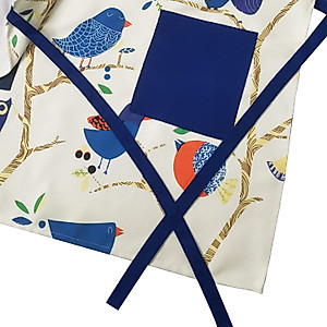 Love Potato Cute Cartoon Pattern Adjustable Kitchen Cooking Apron with 2 Pockets for Women and Men, Bird