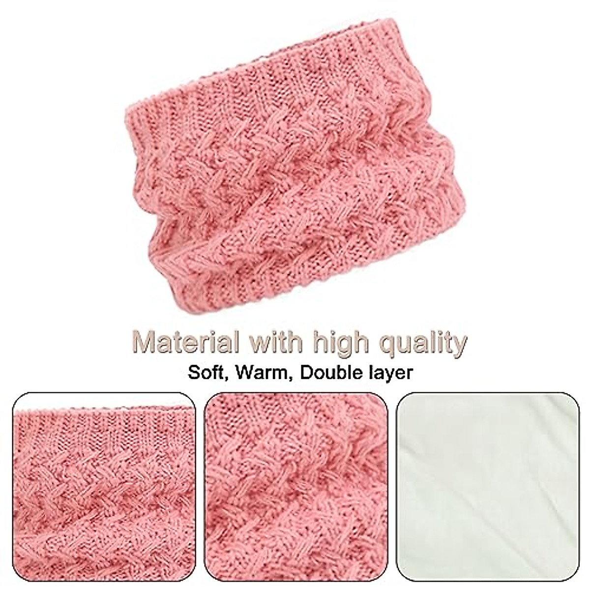 Enwokran Kids Winter Knit Beanie Hat Scarf and Touchscreen Gloves Set,Fleece Lining Beanie Hat with Cute Pom Knit Gloves Neck Warmer for Girls Boys 2-8 Years Old (Deep Pink2)