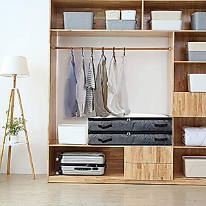 2pcs Soft Foldable Fabric Under Bed Storage Bags, Blankets Clothes Comforters Storage Organizer for Bedroom and Closet with Transparent Window, 4 Handles, Zipper, 39x20x6in, Grey