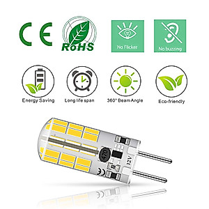 TAIYALOO GY6.35 LED Bulb 4W Equivalent to 25W- 30W Halogen Bulbs, T4 JC Type G6.35/GY6.35 Base, AC/DC 12V Daylight White 6000K GY6.35 Bulb, Not-Dimmable (6 Pack)