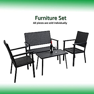 Helios&Hestia All Weather Outdoor Patio Steel Wicker Lounge Chair with Arms, Black