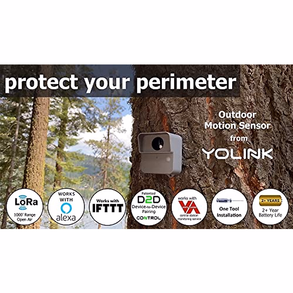YoLink Outdoor Motion Detector - Up to 1/4 Mile Range