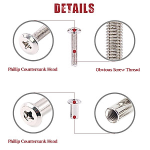 Hilitchi 120-Pcs M6 x 25/35 / 45/55 / 65 / 75mm Rivet Phillip Countersunk Head Screws Bolts Dowel Barrel Nuts Assortment Kit for Furniture Hardware Fitting
